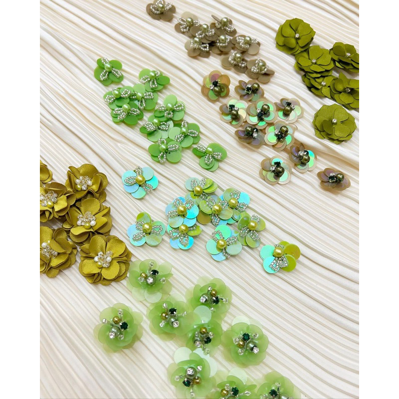 Jual Bunga 3d / bunga rangkai / bunga payet ( hijau , olive , sage ...