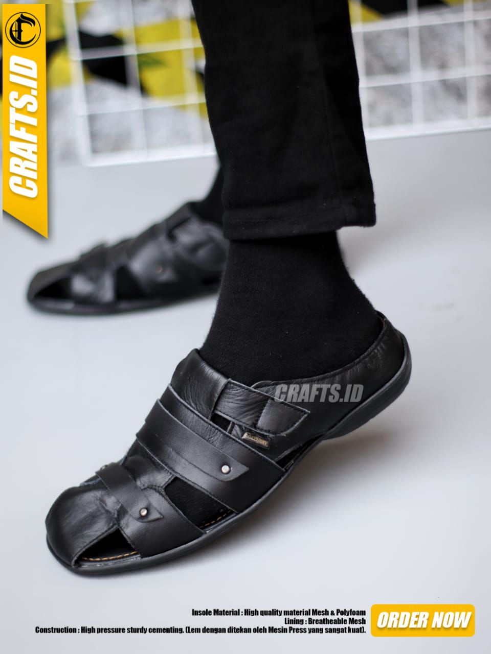 Jual CRAFTS tutonk - Sepatu Sandal Casual Bustong Slop Kulit Asli Pria ...