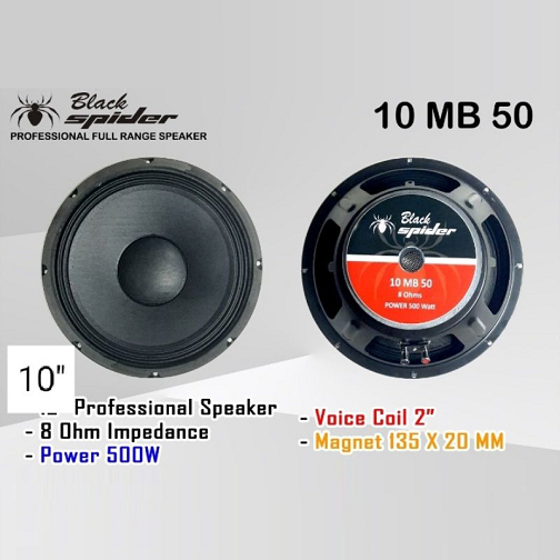 Jual Speaker Full Range 10 inch 500W Black Spider 10 MB 50 8R 10" Karakter Suara Mid Bass ...