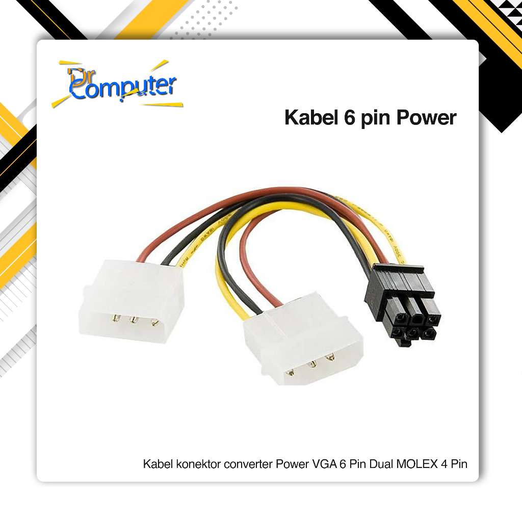 Jual Kabel Power VGA Molex To 6 Pin PCIE | Shopee Indonesia
