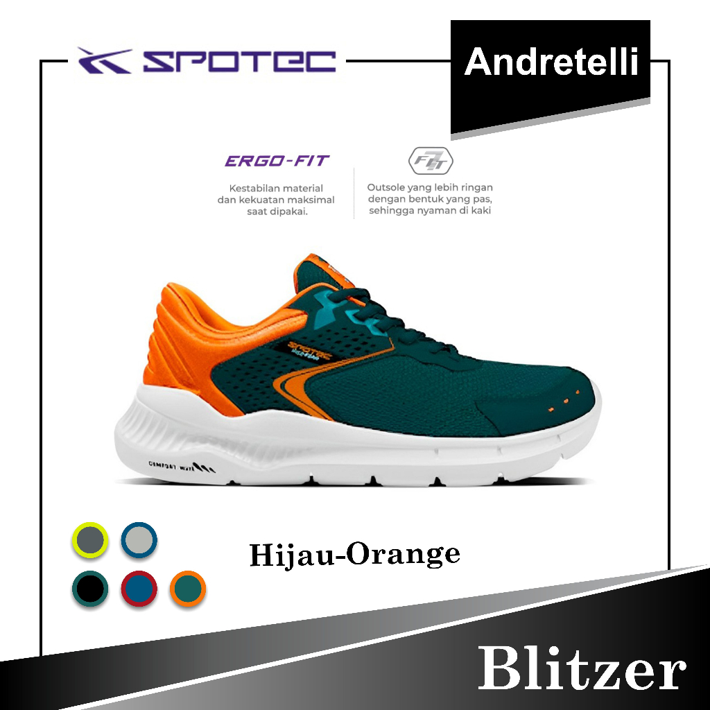 Jual SPOTEC BLITZER Sepatu Running HIJAU TUA / ORANYE | Shopee Indonesia