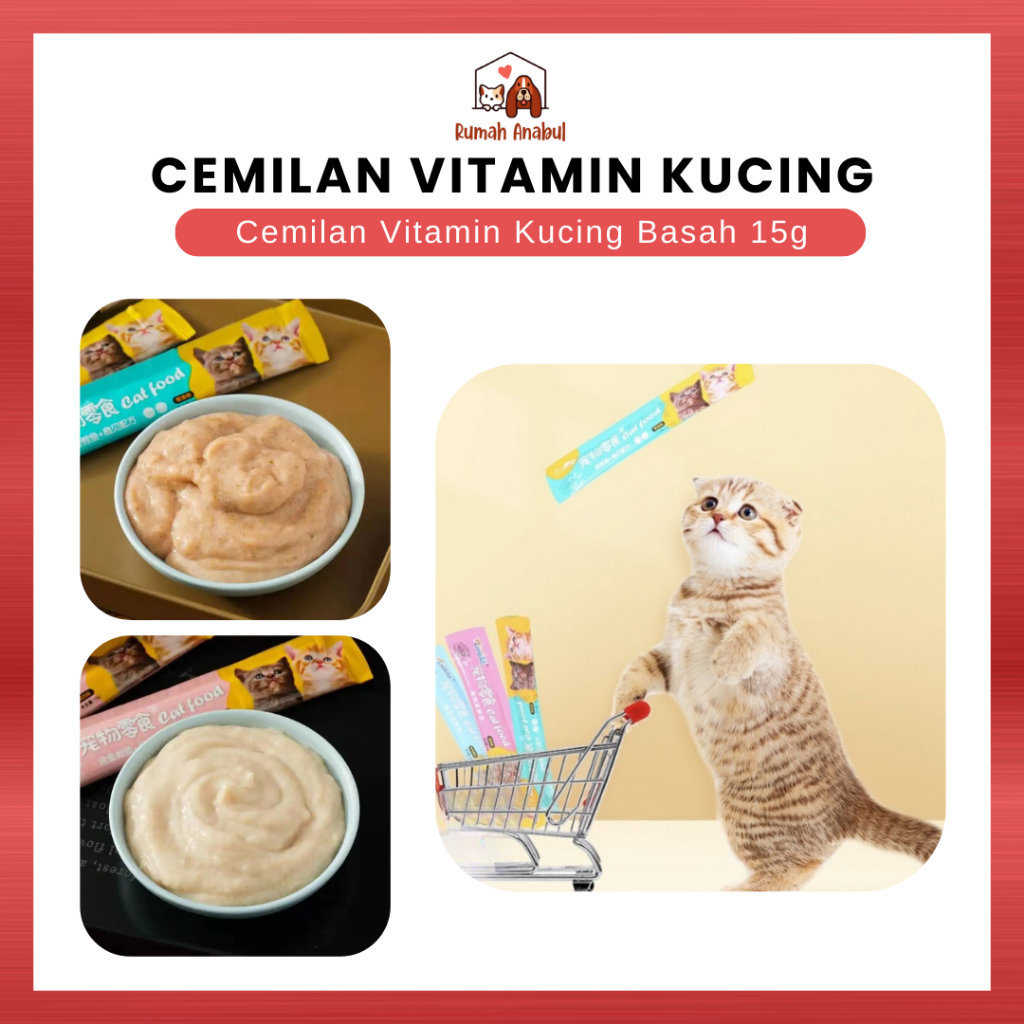 Jual Cemilan Vitamin Kucing Basah 15g | Vitamin bulu kucing | Penambah ...