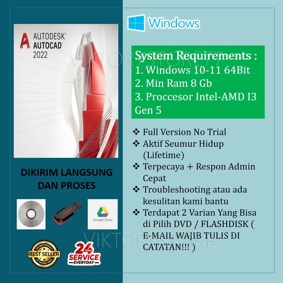 Jual ( Terbaru ) Auto Cad Full Version Lifetime ( 2022 2023 2024 ...
