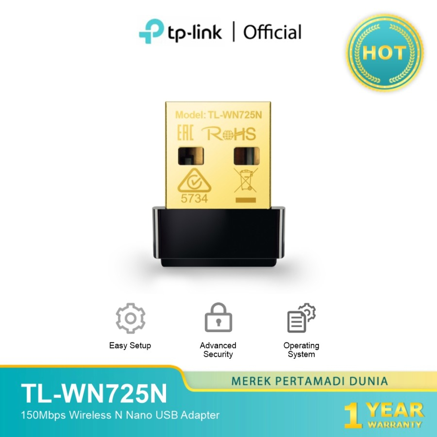 Jual TP-LINK TL-WN725N Nano USB Wireless Adapter 150Mbps - Black | Shopee Indonesia