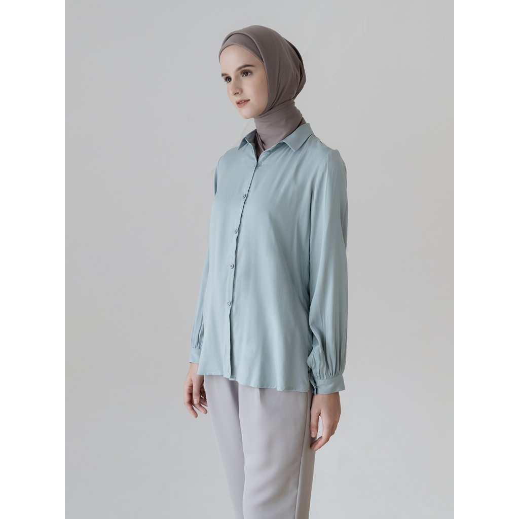 Jual Darya by Aska Label - Kemeja wanita rayon viscose atasan blouse basic lengan panjang ...