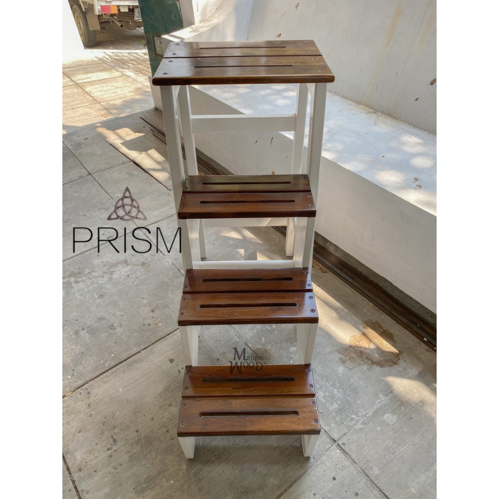 Jual KT-02 Kursi tangga lipat kayu asli chair 4 step | Shopee Indonesia