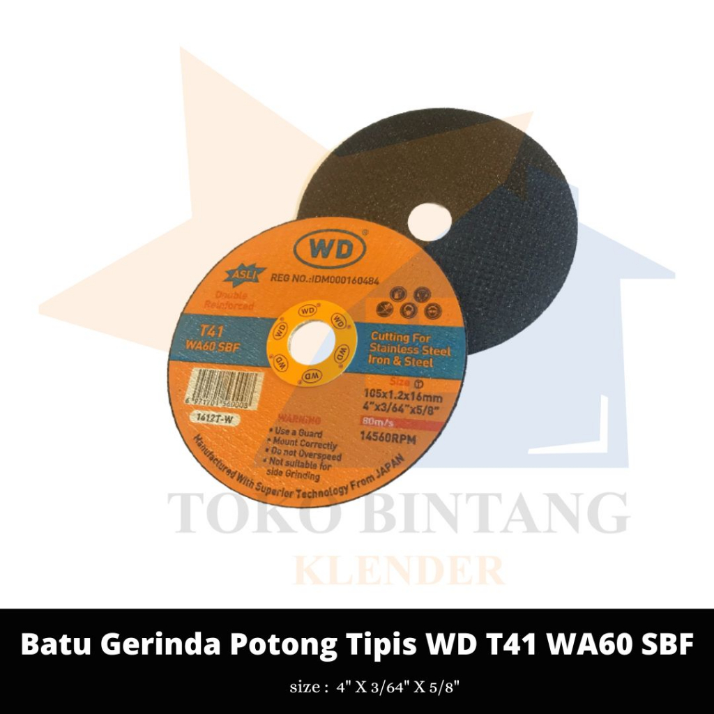 Jual Baru Gerinda Potong Tipis WD T41 WA60 SBF (4" X 3/64" X 5/8 ...