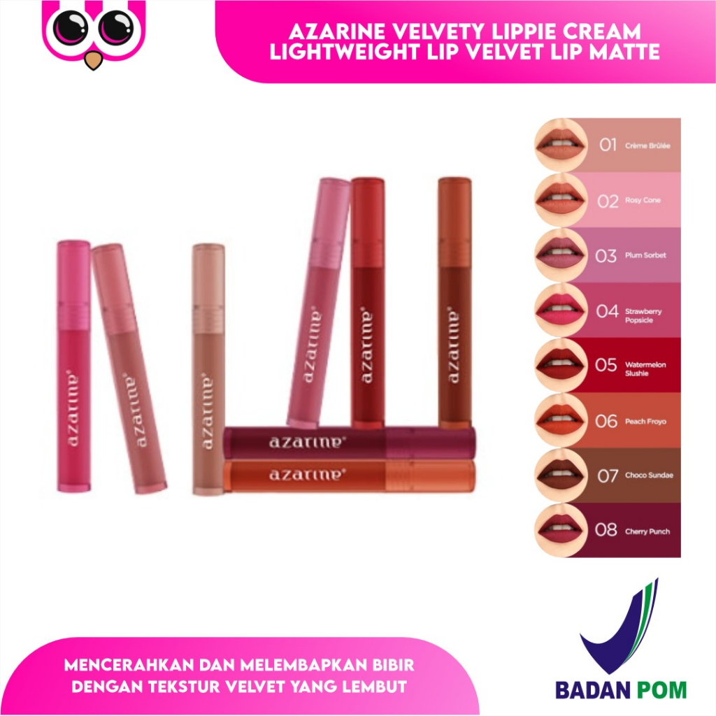 Jual AZARINE VELVETY LIPPIE CREAM LIGHTWEIGHT LIP VELVET LIP MATTE ...