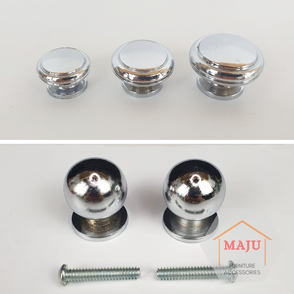 Jual Knob Knop Stainless Besi Bulat Putih Chrome (Tarikan Handle Laci ...