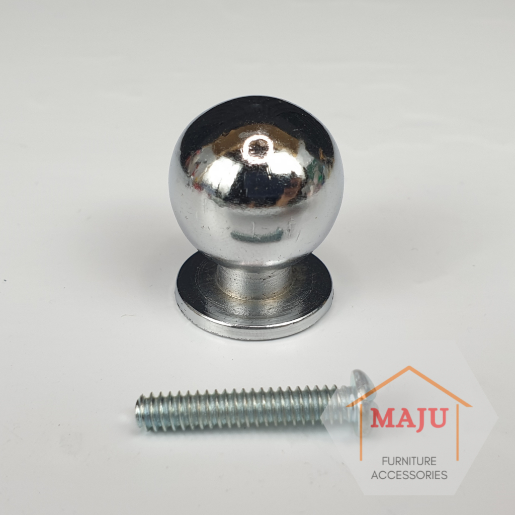 Jual Knob Knop Stainless Besi Bulat Putih Chrome (Tarikan Handle Laci ...