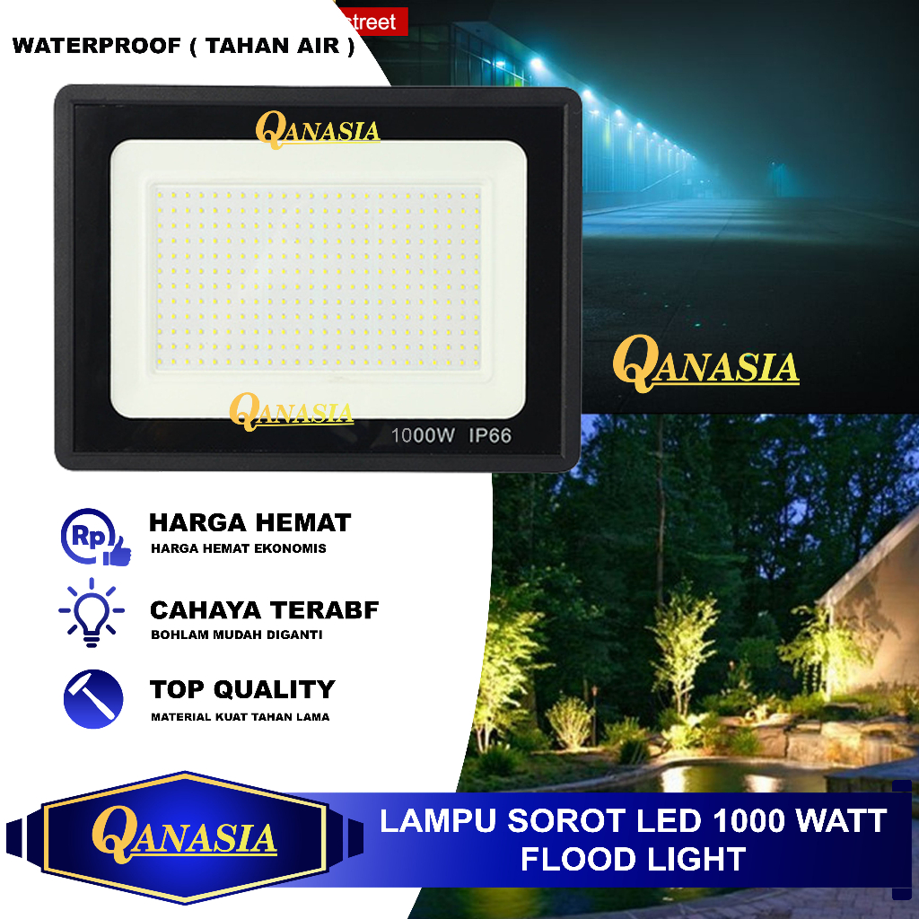 Jual Lampu Sorot LED 1000W Waterproof - Tembak Terang Outdoor Halaman, Taman, Lapangan, Gudang ...