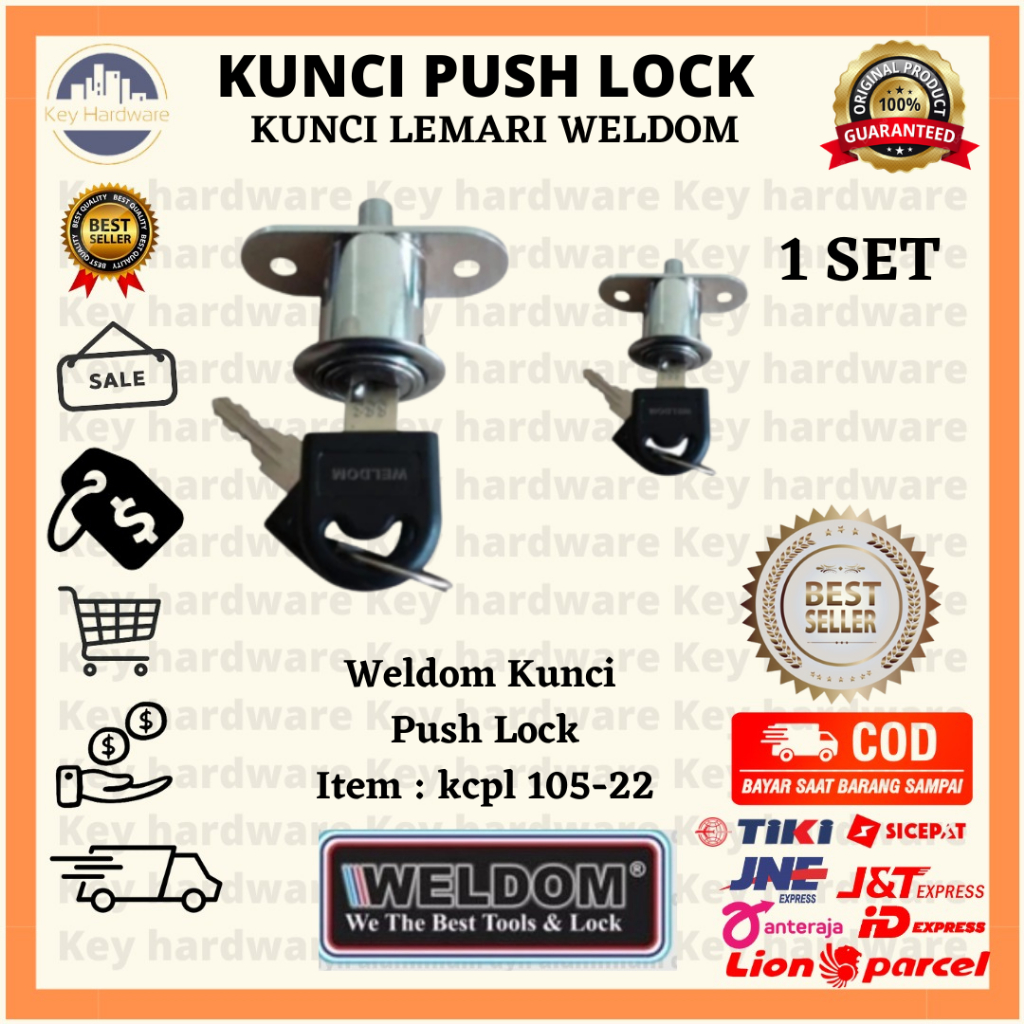 Jual Push lock/kunci etalase/kunci laci/kunci lemari sliding kaca/kunci ...