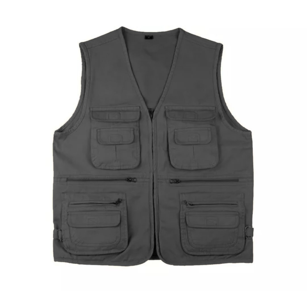 Jual Rompi Vest Grey Premium : Bahan Kanvas - Rompi Outdoor - Rompi ...