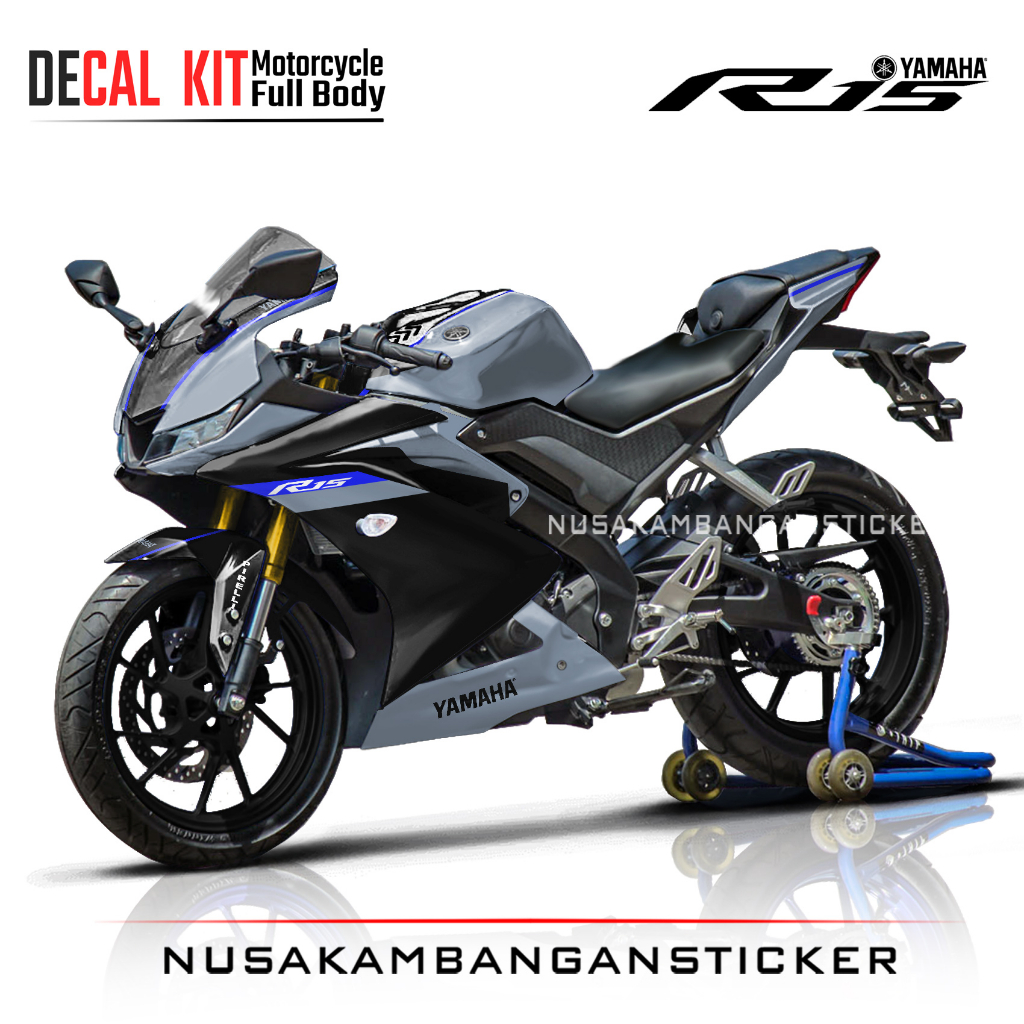 Jual STICKER R15 V3 DESAIN CARBONE BIRU RACING GRAPHIC | Shopee Indonesia