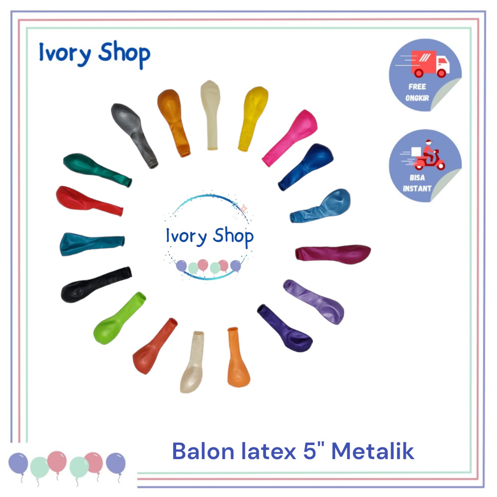 Jual Balon Latex 5 inch Metalik Pearl (isi balon pvc) | Shopee Indonesia