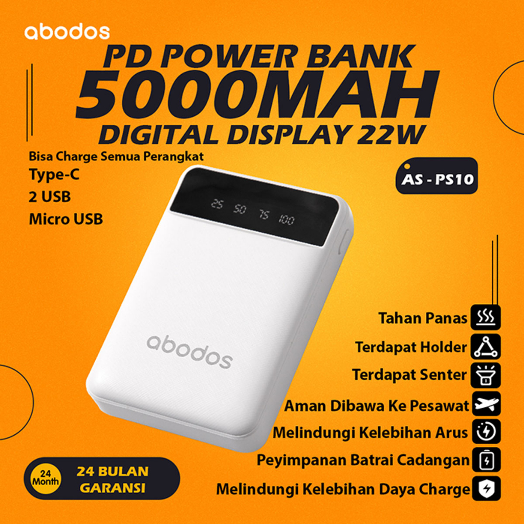 Jual Abodos Power Bank 5000mAh Terdapat Holder Phone | Shopee Indonesia
