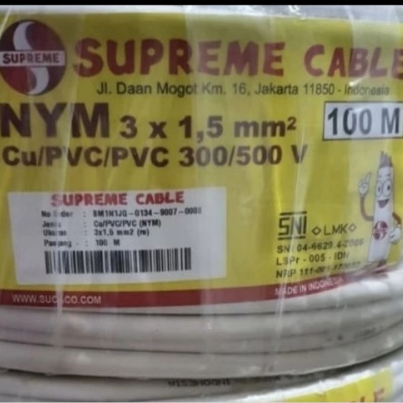 Jual Kabel NYM 3x1.5 mm Supreme / Kabel Tunggal 3 x 1.5 mm Supreme @100M | Shopee Indonesia