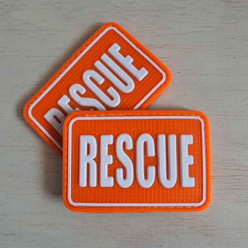 Jual patch rubber logo tulisan rescue putih dasar orange - bnpb - bpbd ...