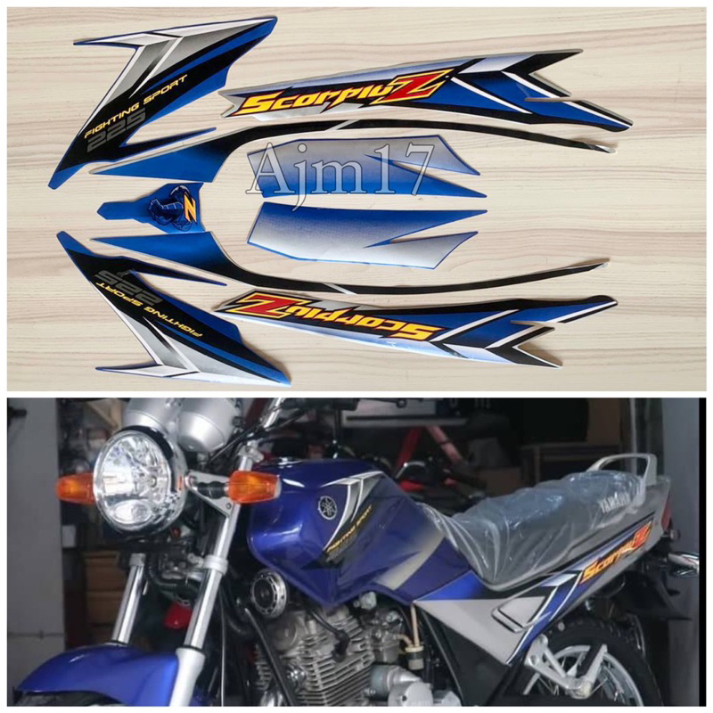 Jual STIKER STRIPING SCORPIO Z 2005 BIRU SILVER | Shopee Indonesia