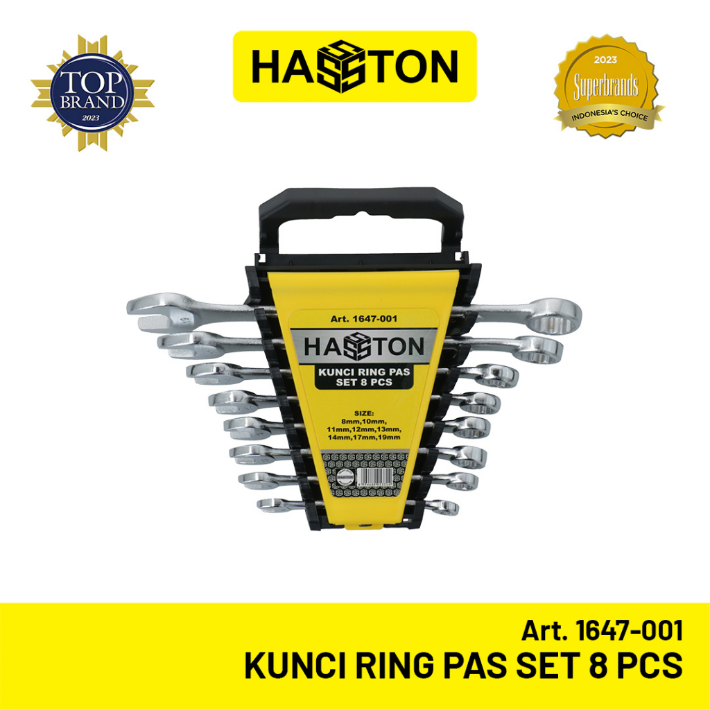 Jual Hasston Kunci Ring Pass 8 pcs / Combination Wrench (8-19mm) (1647 ...