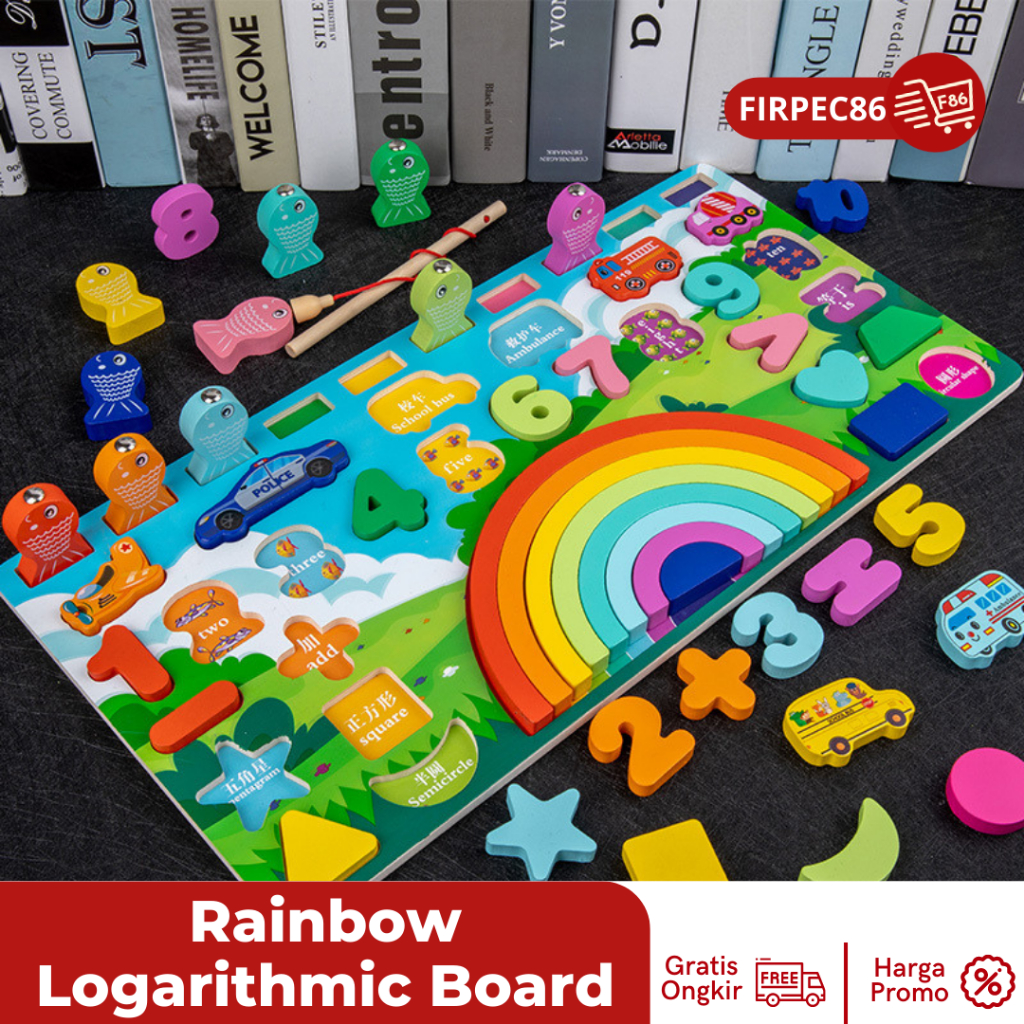 Jual Mainan Edukasi Anak papan pancing montessori pelangi rainbow ...