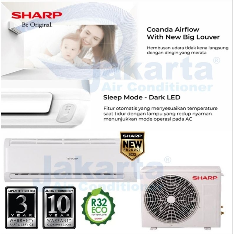 Jual AC SHARP 1 PK AH-A 9 BEY / 09 BEY TERMASUK PEMASANGAN / UNIT SAJA | Shopee Indonesia