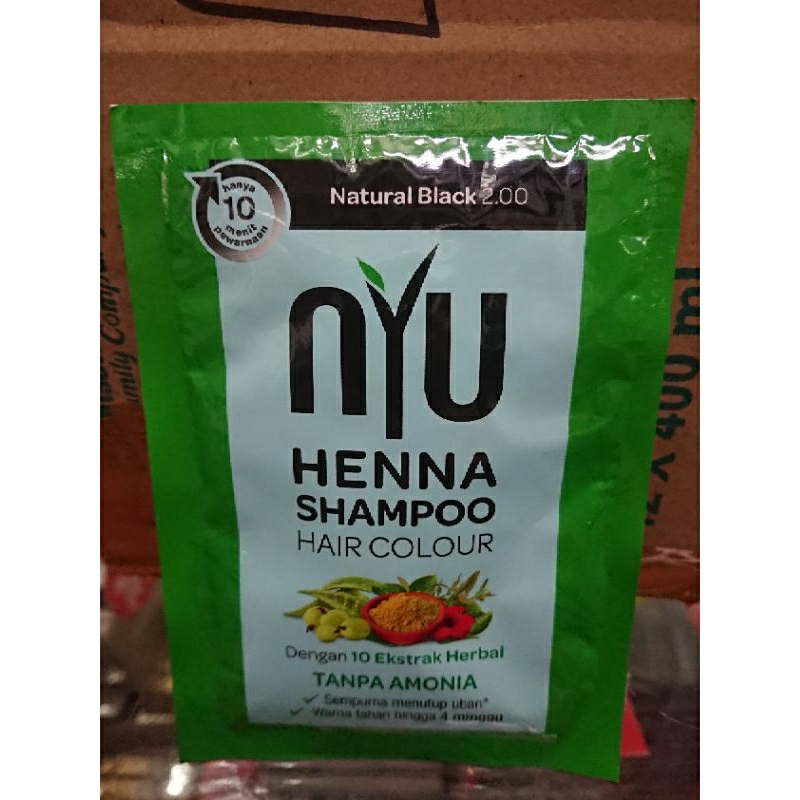 Jual NYU Henna Shampoo Colour Natural Black | Shopee Indonesia