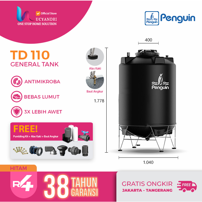 Jual Tangki Air Penguin TD 110 | Toren Air Penguin 1000 Liter | Tangki ...
