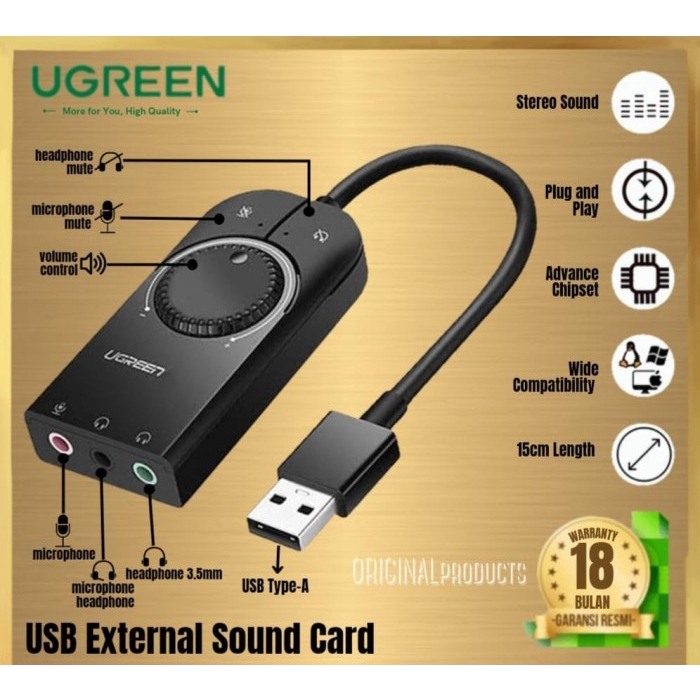 Jual Sound card External UGREEN Adapter USB Dual Jack Audio 3.5mm eksterna | Shopee Indonesia