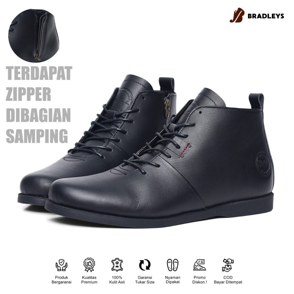 Jual Bradleys Oliver Black - Sepatu Kulit Kasual Semi Boots Formal ...