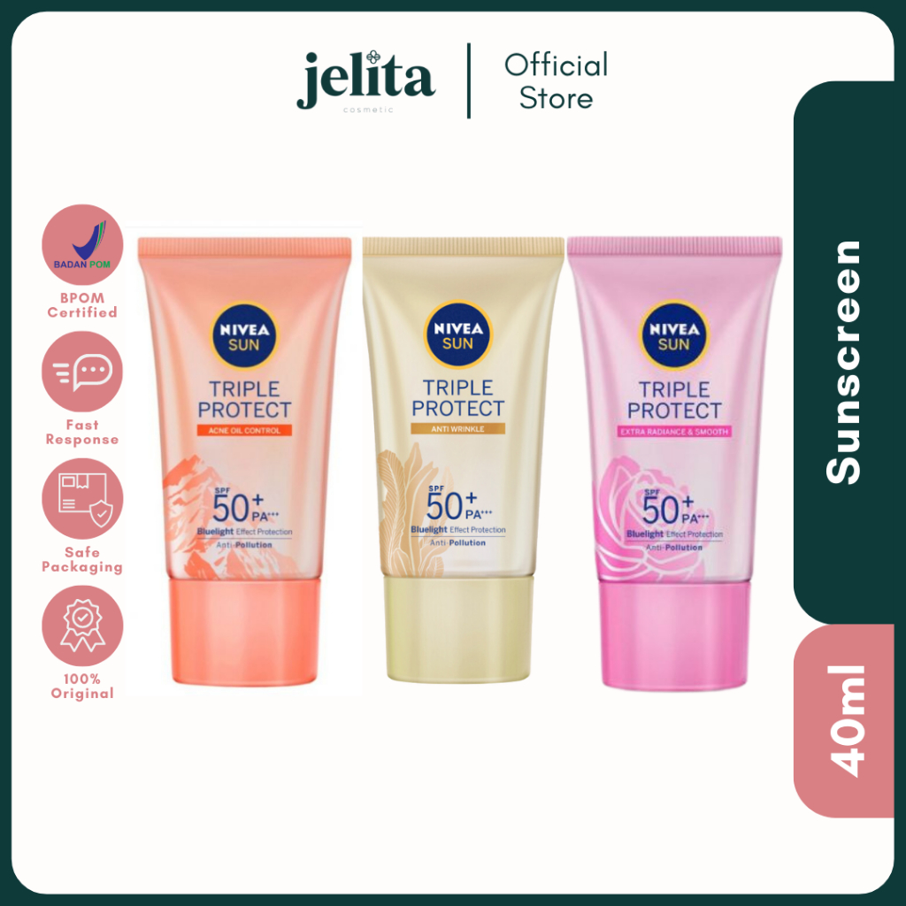Jual Jelita Cosmetics - Nivea Sun Face Serum Triple Protect | Shopee ...