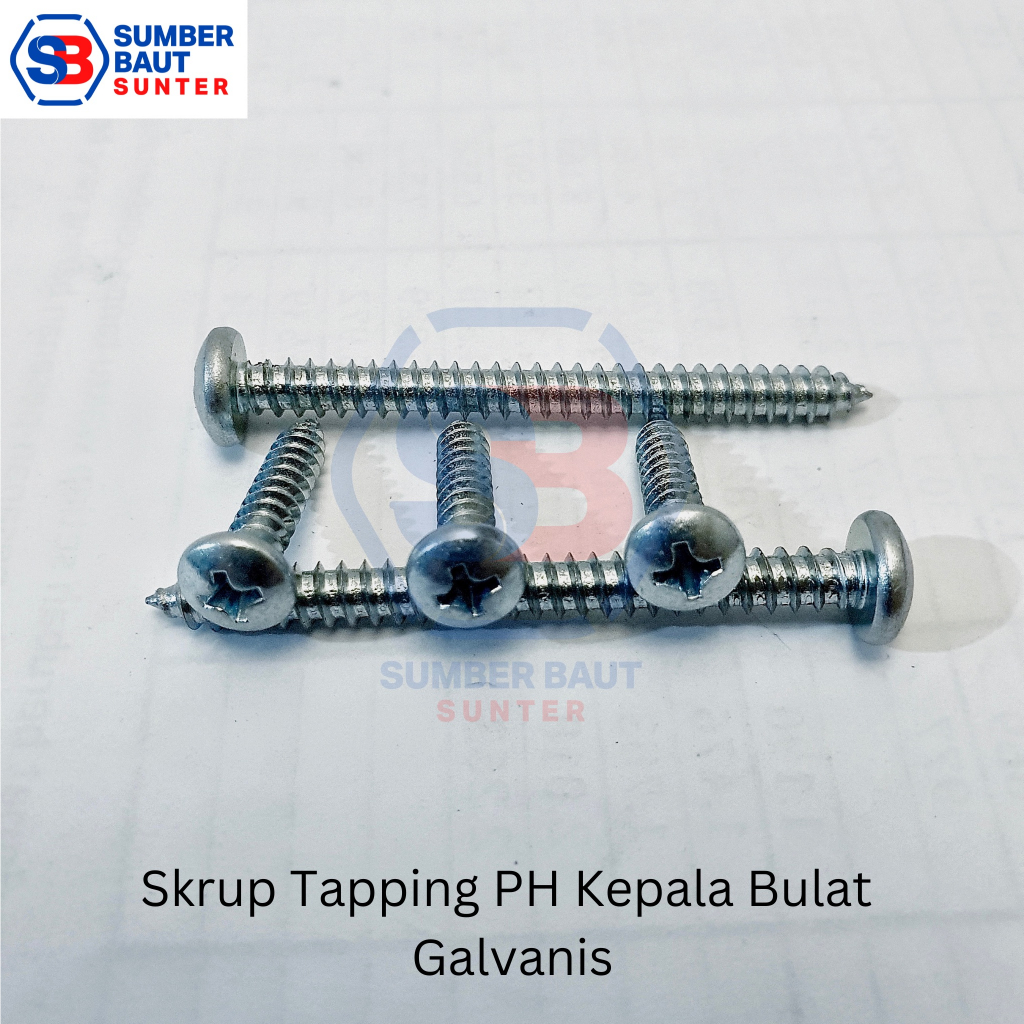 Jual PH 4x5/8 Tapping Screw isi 100 - Skrup Kepala Bulat 4 x 5/8 ...