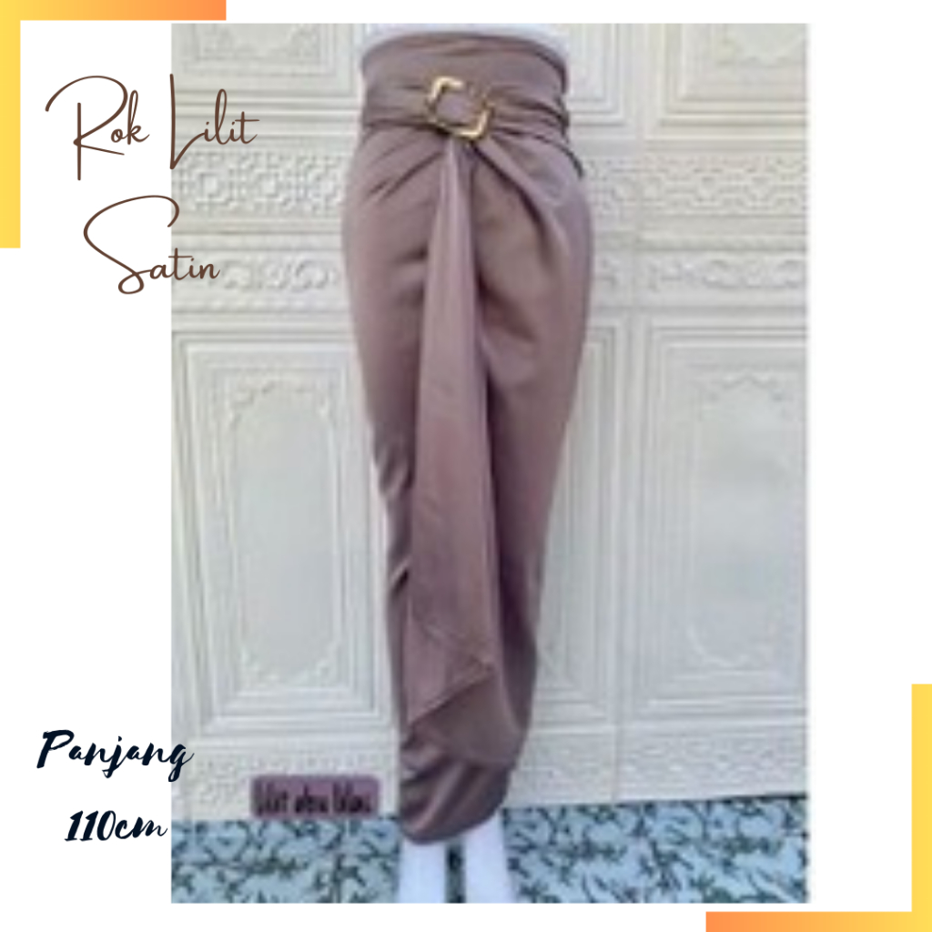 Jual Rok Cantik Elegan Wrap Skirt Rok Lilit Kebaya Satin Polos Fashion ...
