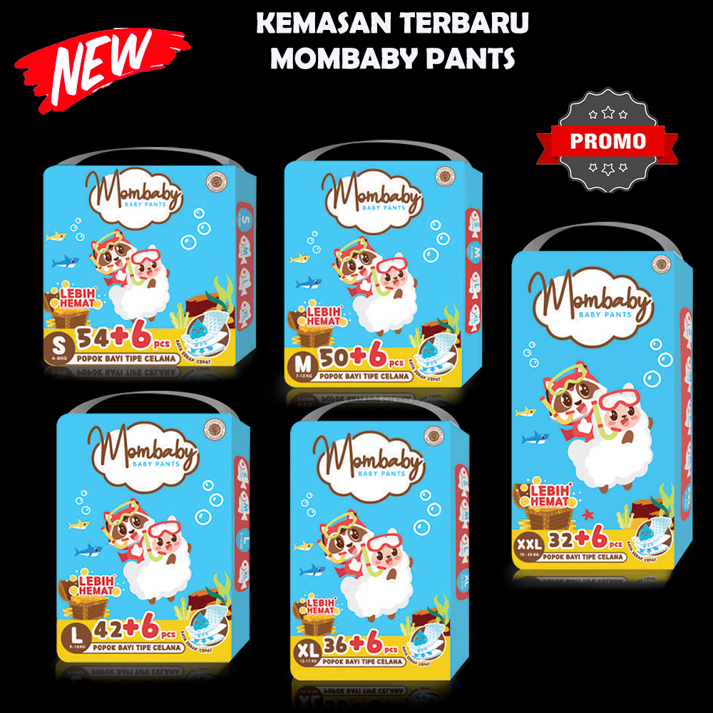 Jual Popok Baby Mombaby Pants S54+6/M50+6/L42+6/XL36+6/XXL32+6 | Shopee Indonesia