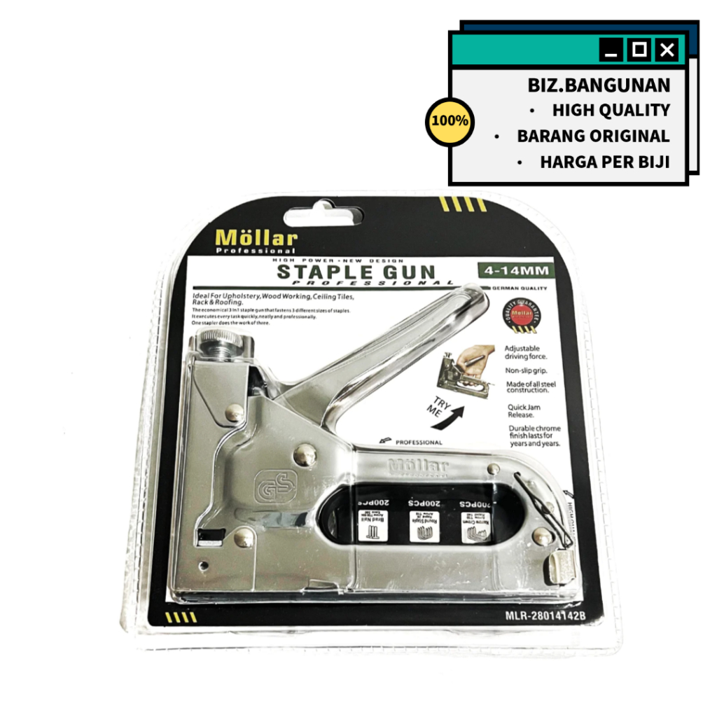 Jual STAPLE GUN MOLLAR 3 IN 1 - STAPLES STAPLER TEMBAK HEAVY DUTY ...