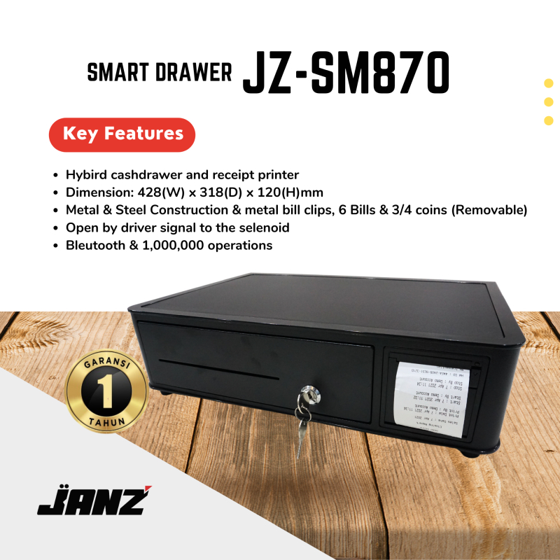 Jual JANZ JZ-SM870 Cash Drawer Include Receipt Printer 2in1 Smart ...