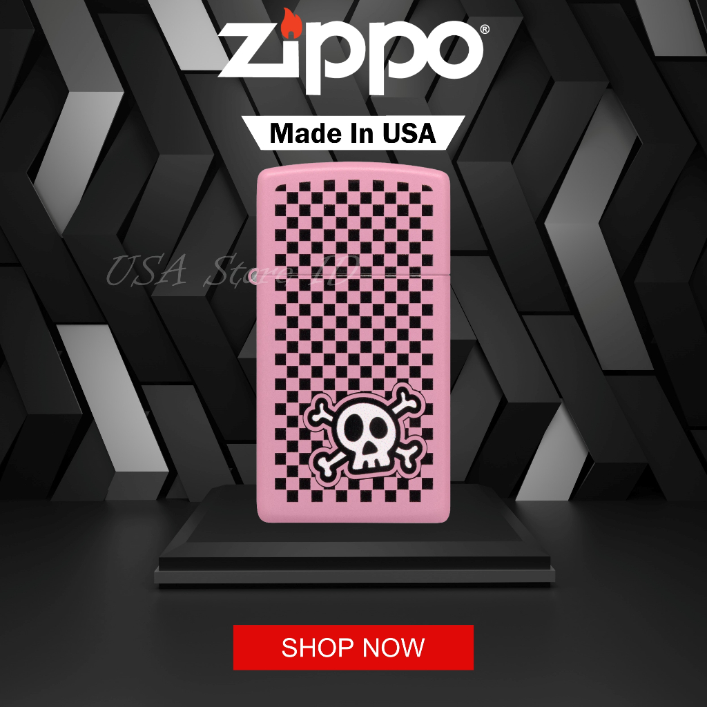 Jual Zippo Checkered Skull Design 48680 Original Made In USA | Shopee ...
