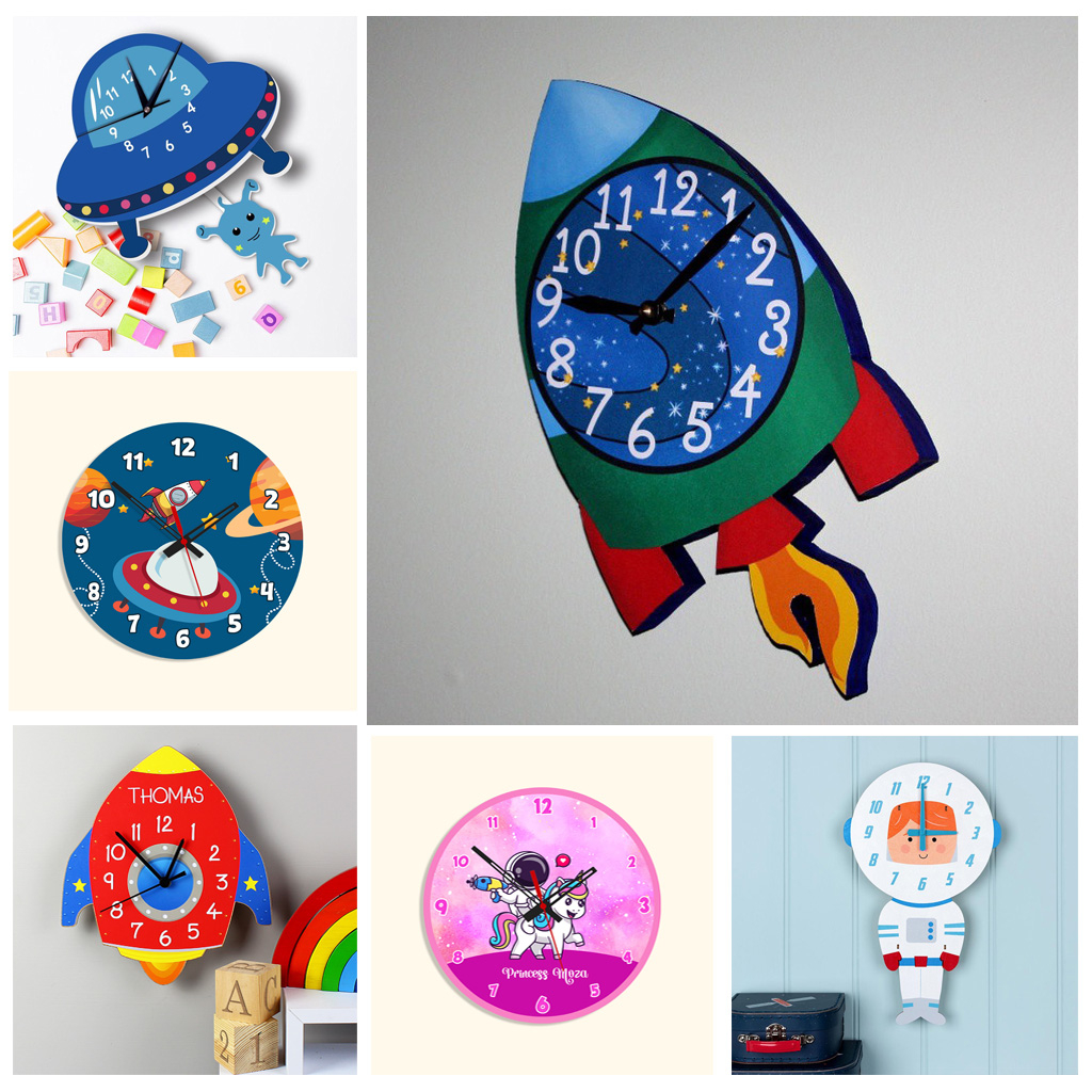 Jual Jam Dinding Rocket Astronot Roket UFO Space Jam Karakter anak ...