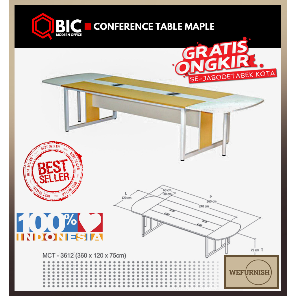 Jual Meja Meeting Kantor Kerja Modern Qbic Maple | Shopee Indonesia