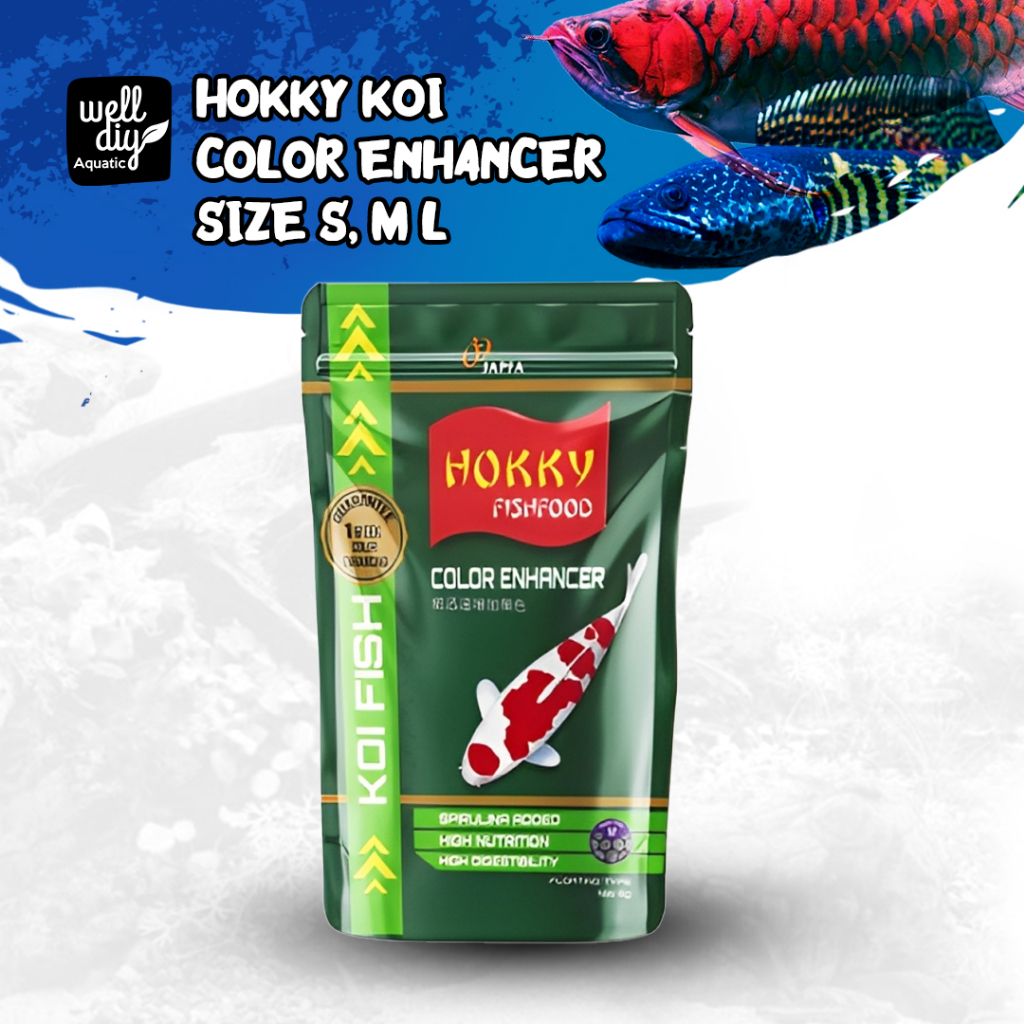 Jual Makanan ikan koi HOKKY SPIRULINA size S, M, L 1kg colour enhancher ...