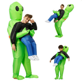 Jual 2 Model Alien hijau membawa kostum manusia yang lucu dan ...