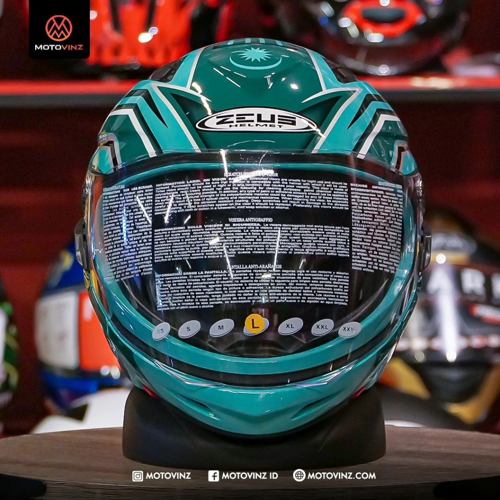 Jual Helm Modular Zeus 613C Petronas Green Original | Shopee Indonesia