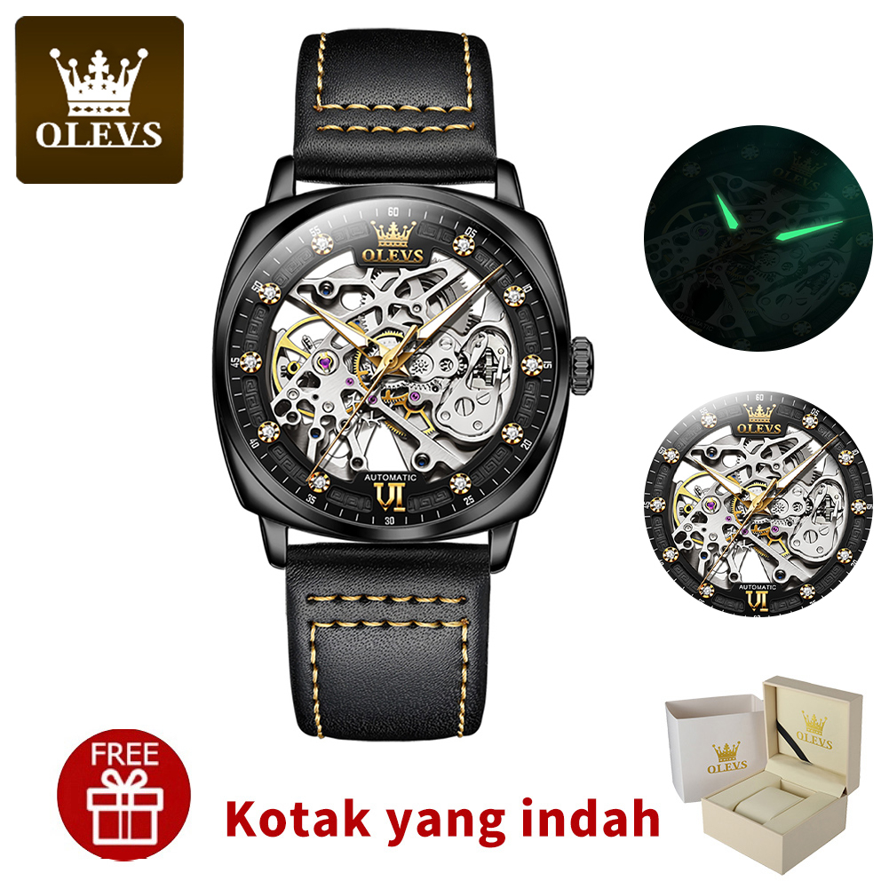 Jual OLEVS Jam Tangan Automatic Pria Original Anti Air Kulit Tahan ...