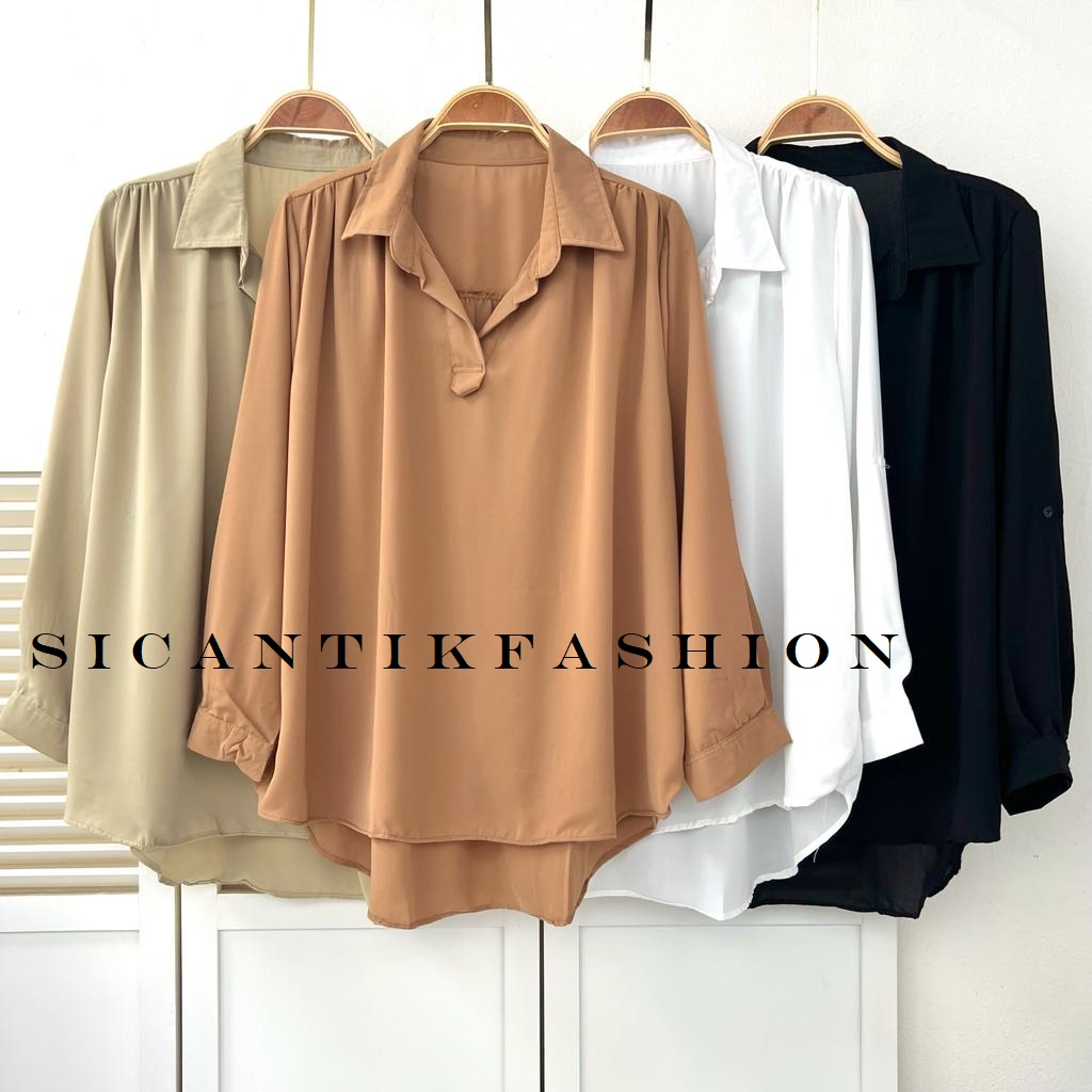 Jual Kemeja Wanita Oversize - Kemeja Lengan Panjang Loose - Kemeja Wanita Terbaru | Shopee Indonesia