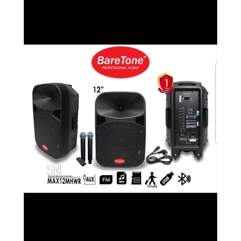 Jual SPEAKER PORTABLE BARETONE MAX12MHWR MAX 12MHWR 12INCH BLUETOOTH ...