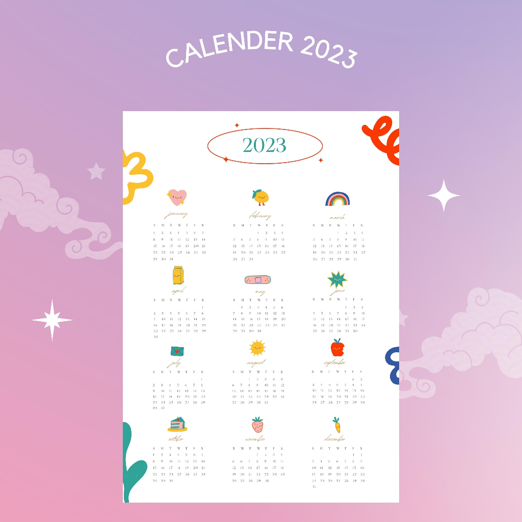Jual Kalender Dinding Estetik | Calender Aesthetic 2023 | Shopee Indonesia