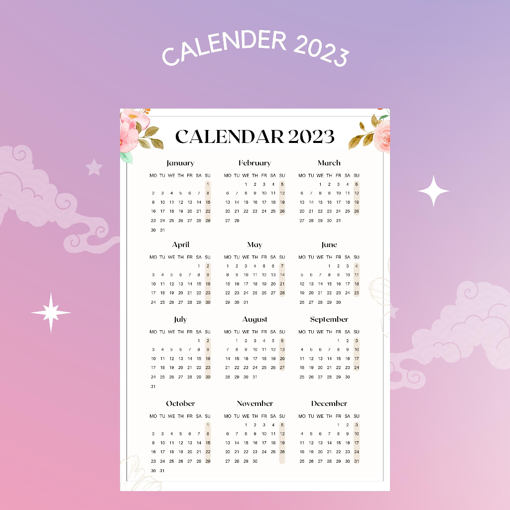 Jual Kalender Dinding Estetik 2023 | Calender Aesthetic 2023 | Shopee ...