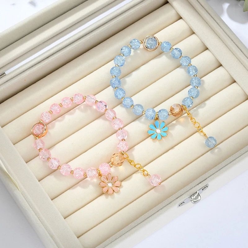 Jual Gelang Daisy Rumbai Bunga Kristal Korea Wanita - Korean Crystal ...