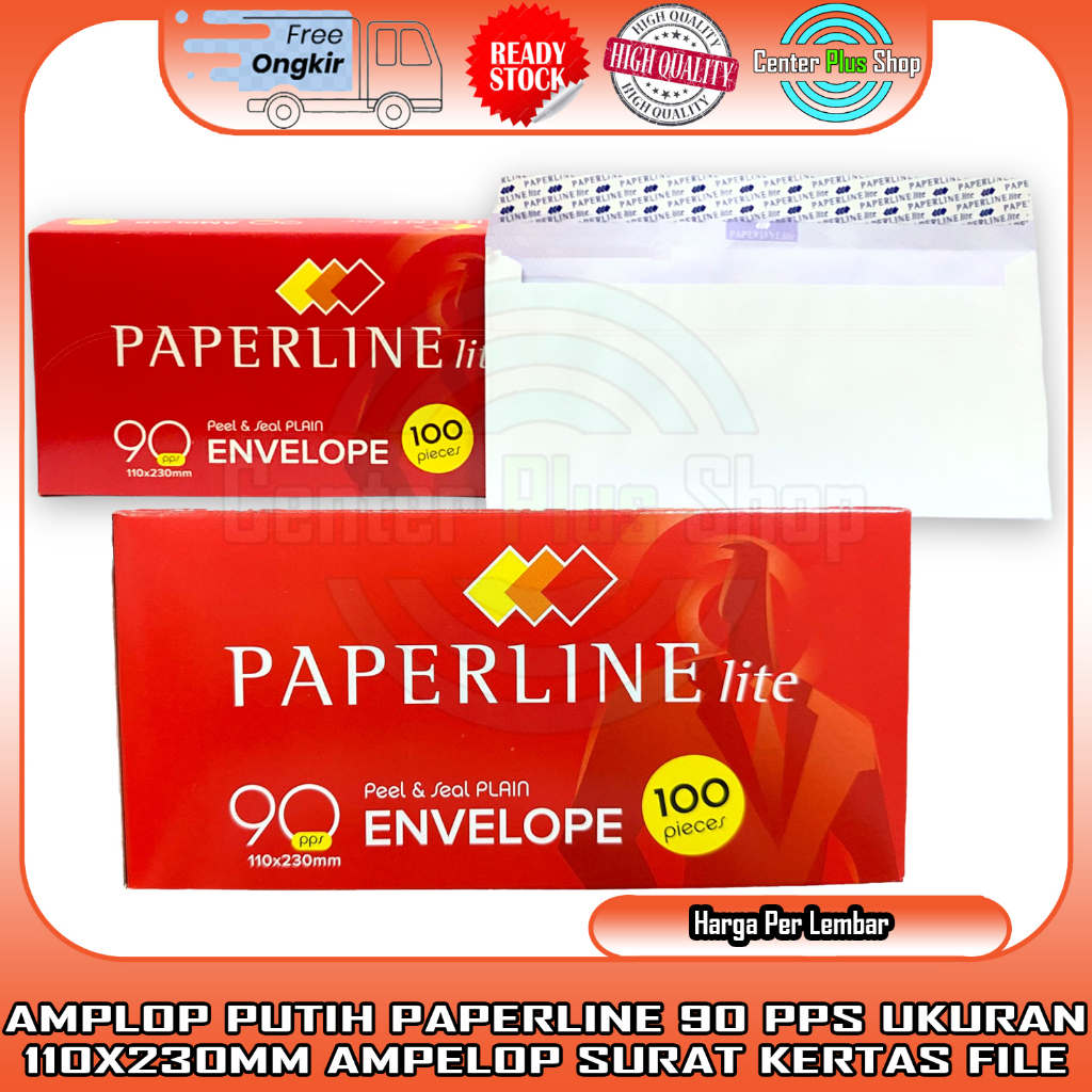 Jual PER LEMBAR AMPLOP PUTIH PAPERLINE 90 PPS UKURAN 110 X 230 MM AMPELOP SURAT KERTAS DOKUMEN ...