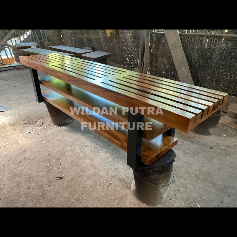 Jual BANGKU TUNDAN RAK SEPATU - BANGKU PANJANG KAYU TREMBESI - UKURAN 2 ...
